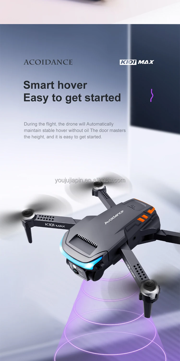 K101 Max Three Way Obstacle Avoidance WiFi FPV 4K HD Dual Camera MINI ...