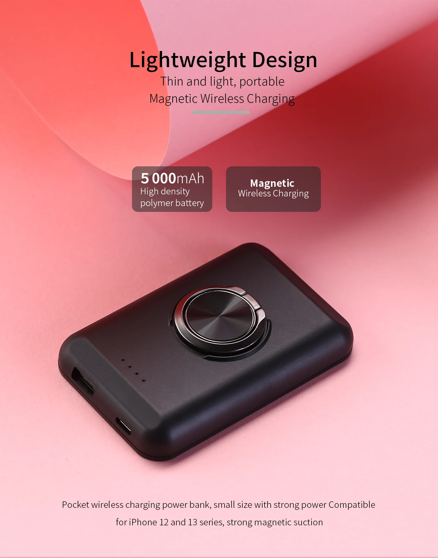 5000mah Battery Pack Portable Slim Mini Fast Charger Mini Wireless ...