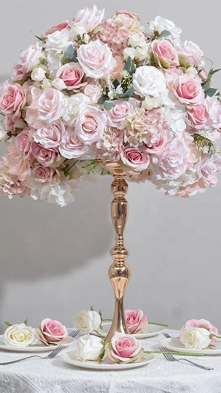 Custom 60cm Pink Rose Hydrangea Flower Ball For Wedding Decor - Buy ...