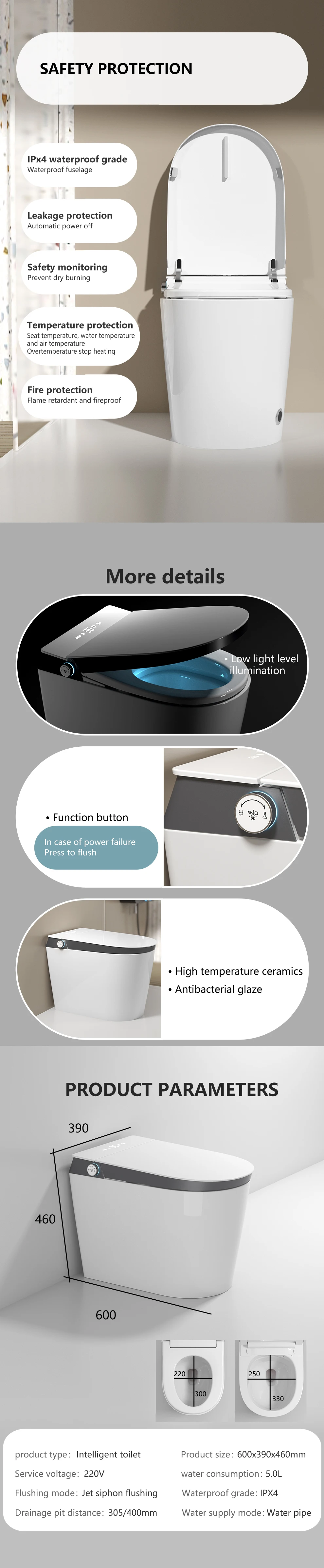 Ceramic Wc Smart Rimless Toilet With Bidet Wholesale Bathroom White ...