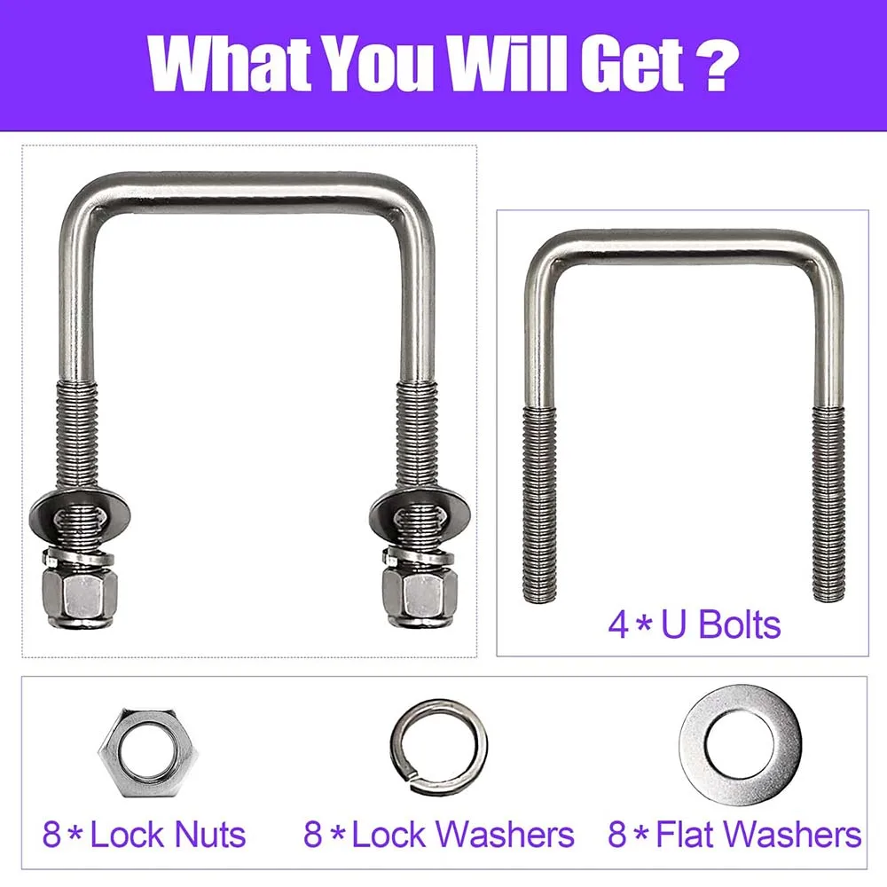 TOBO Factory Stainless Steel 304 Square Heavy Duty U-Bolts Lock Nuts ...