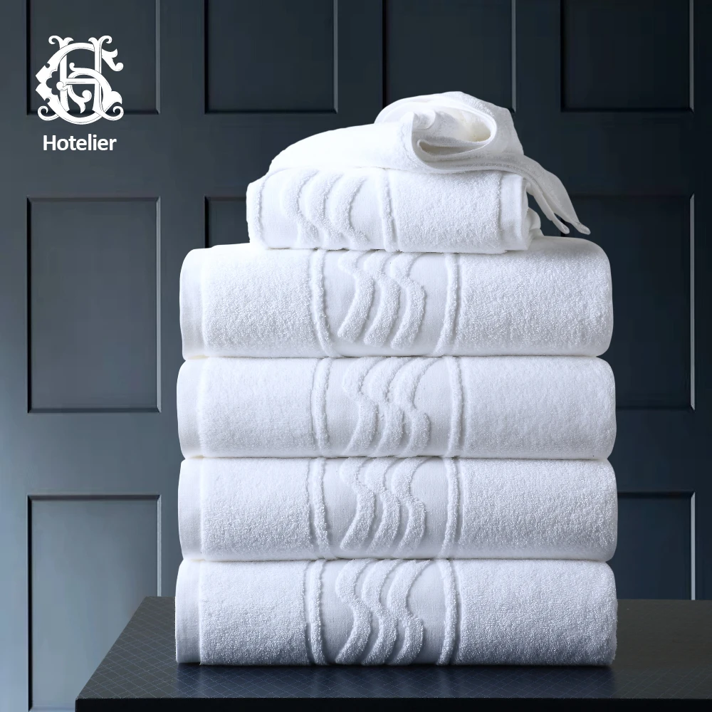 Hotelier Luxury 5 Star Hotel Pure White 100% Organic Cotton Jacquard ...