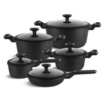 Die Cast Aluminum 10pcs Black Marble Coating Cookware Set - Buy Die ...