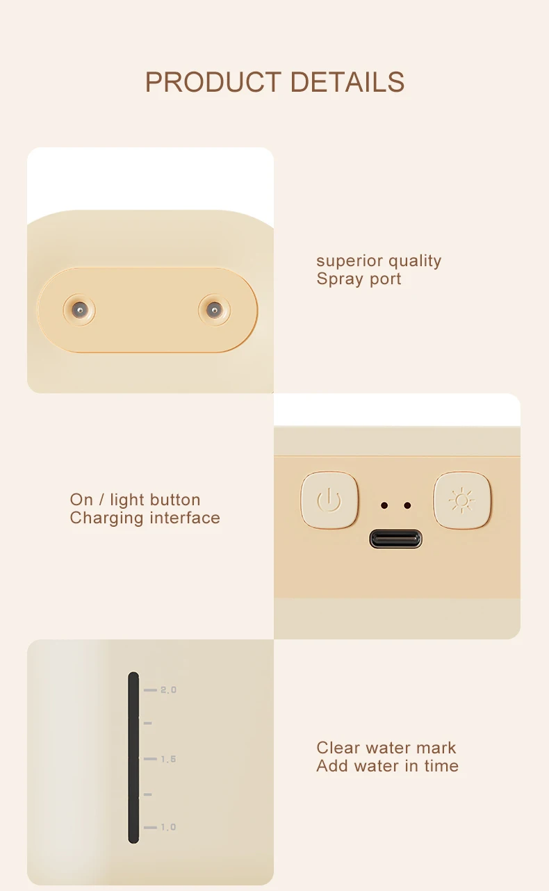 IMYCOO Ultrasonic Humidifier - 2L Dual Mist Mini Air Humidifier