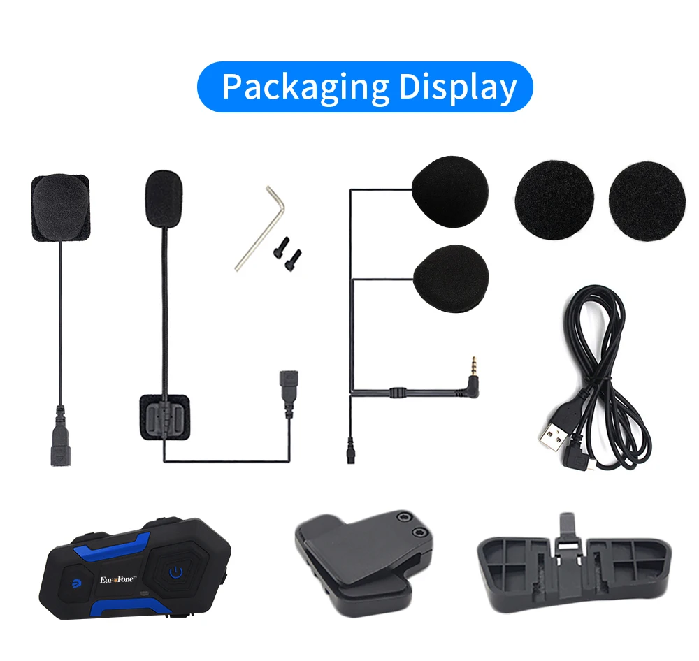 10 Riders Group Helmet Intercom Communication System, Waterproof IP67 ...