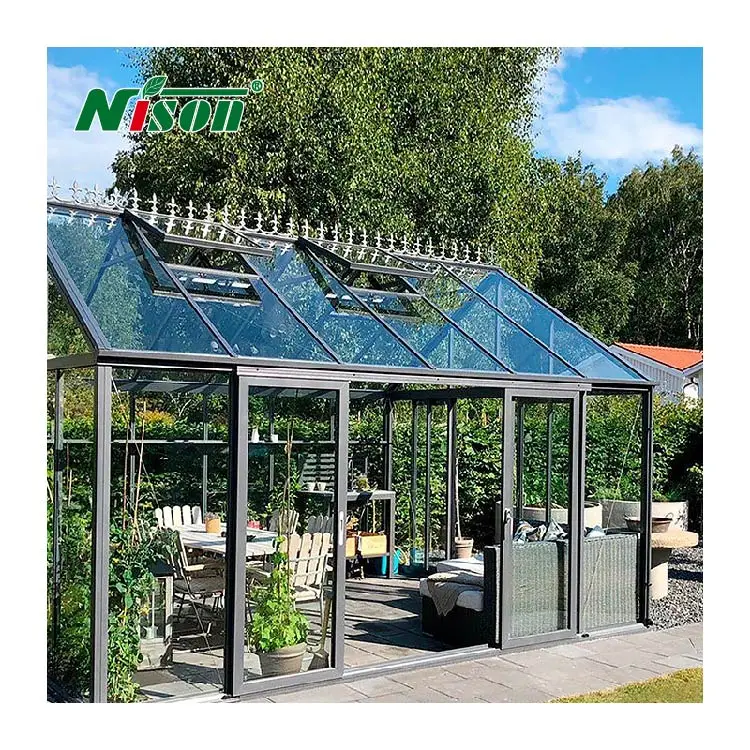 Movable Flat-Roof Standalone Glass Conservatory Winter Sunroom Atrium ...