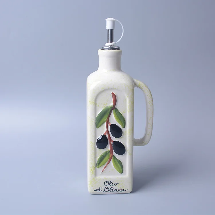 Olive Relief Ceramic Oil Bottle Home Kitchen Porcelain Oil Bottle ...