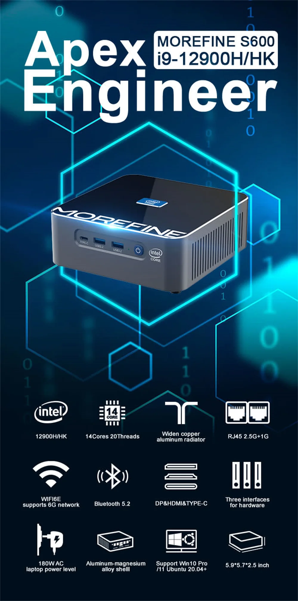 12th Gen Intel Core I9 12900HK Mini PC - 14 Core Gaming Power
