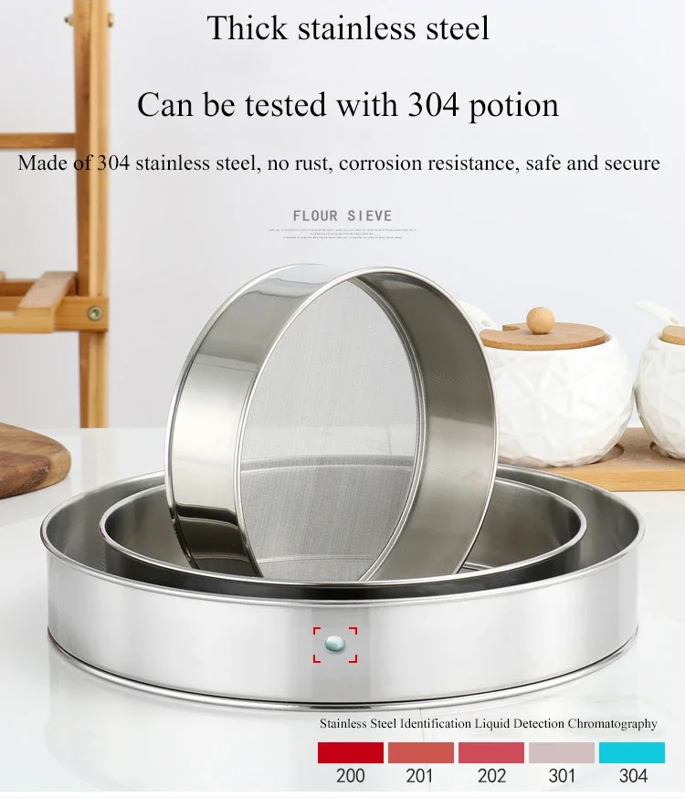 30/40/60 Mesh 304 Stainless Steel Flour Sieve Ultra-fine Filter Sieve ...