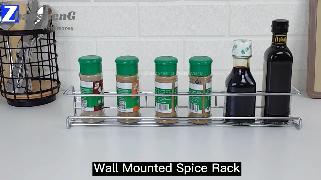 Metal Wire Hanging Seasoning Rack 4 Tier Wall Mount Spice Rack ...