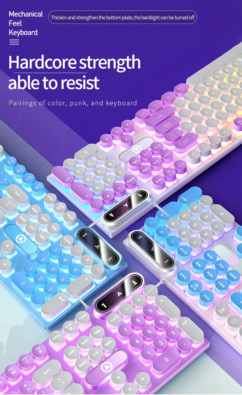 Colorful RGB Backlit Mechanical Wired Gaming Keyboard - 104 Keys, OEM