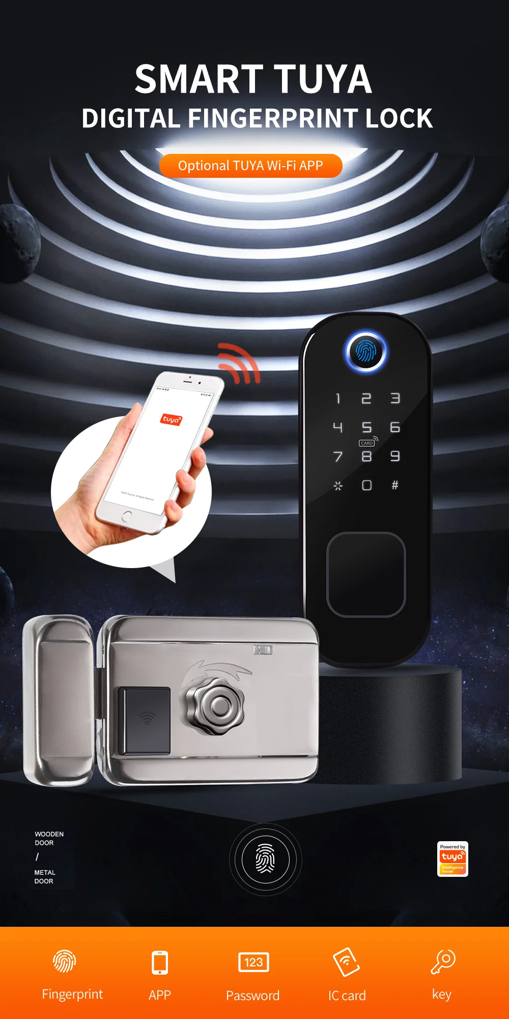 Tuya Ttlock App Smart Doorlock Waterproof High Security Wifi Double Fingerprint Door Lock ...