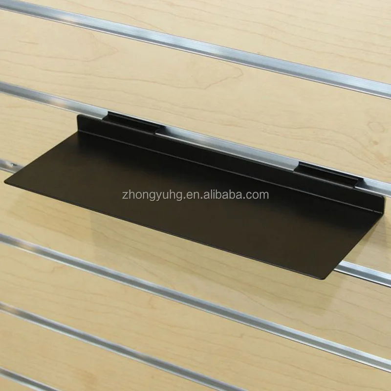 Wall Mount Modern Floating Slat Wall Shoe Display Shelves Rack With Lip ...