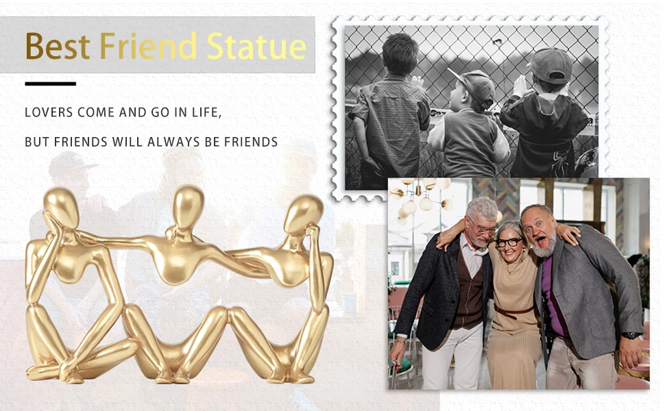 Fjs Best Friends Statue Gold Home Decor,Modern Sculptrure For Coffee ...