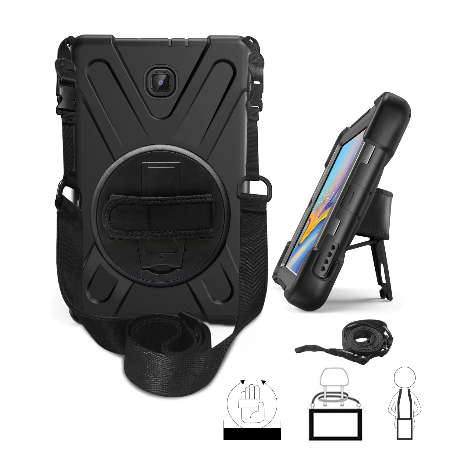 Black Heavy Duty Rugged Case For Samsung Galaxy Tab Active 3 Sm-t570 Sm ...