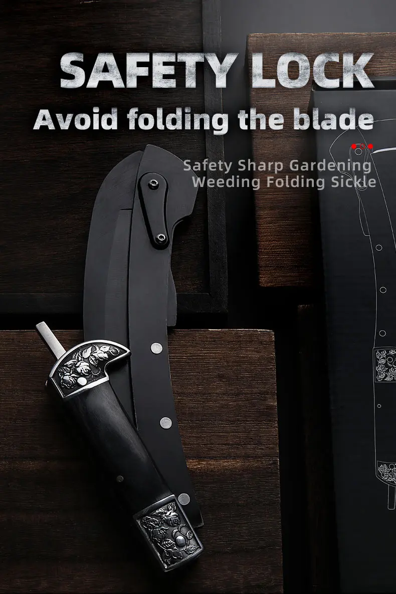 Black Sharp Edge Folding Sickle - Garden & Survival Tool