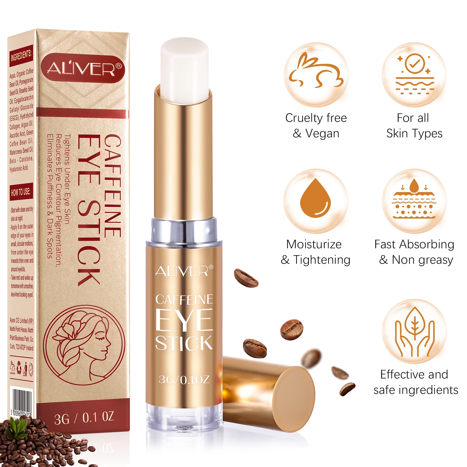 ALIVER Eliminates Puffiness Dark Spots Eye Balm Stick,tightens Under ...