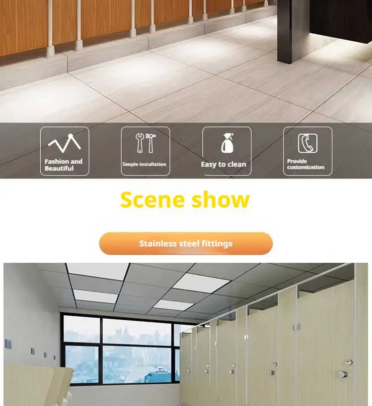 Roman Column Public Toilet Partitions with Golden Fittings