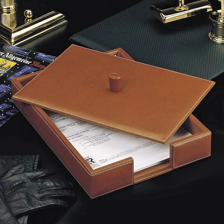 Luxury Custom Home Hotel Desk Organizer Paper Holder Pu Leather Office ...