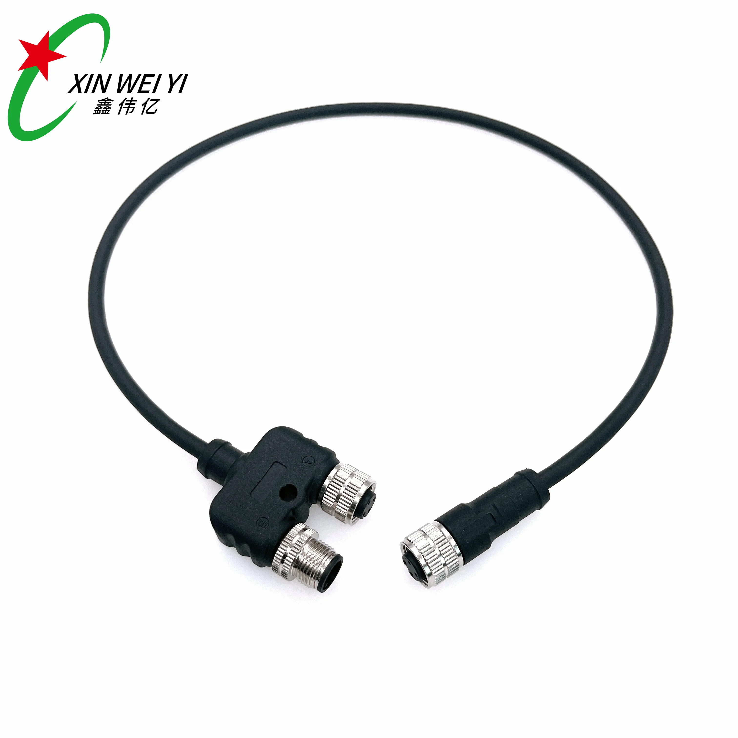 Factory Customized Y Splitter Plug Socket T Coupler M12 Male/2x M12 ...