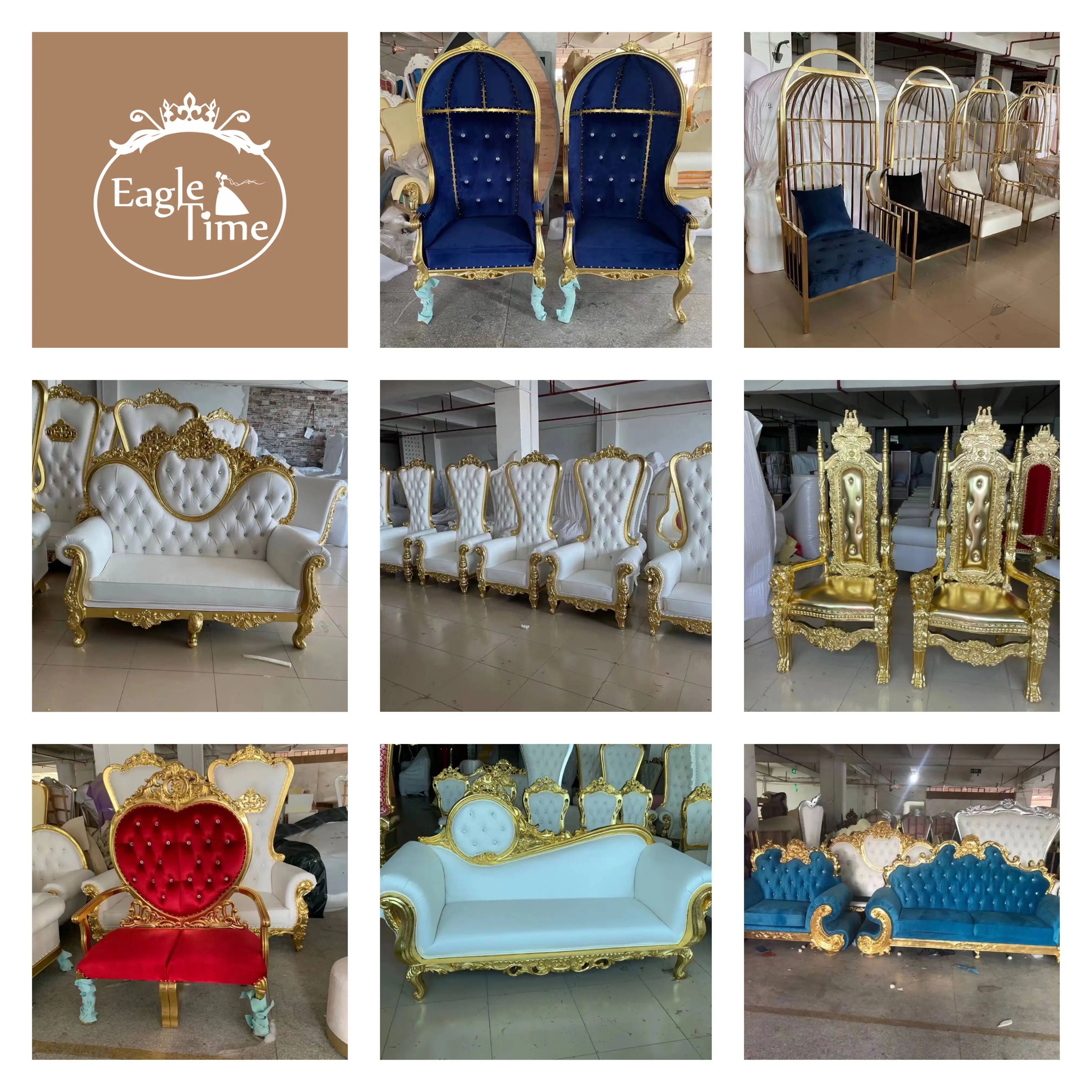 Light Luxury Royal Style King Throne With Armrests High Lean Wedding ...