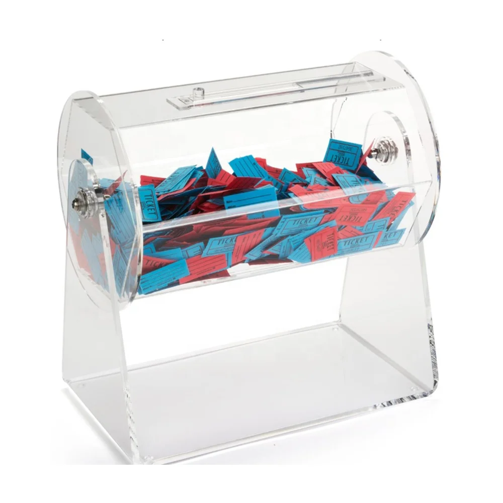 Acrylic Raffle Ticket Drum with Lock Suggestion Box Ballot Box Donation ...