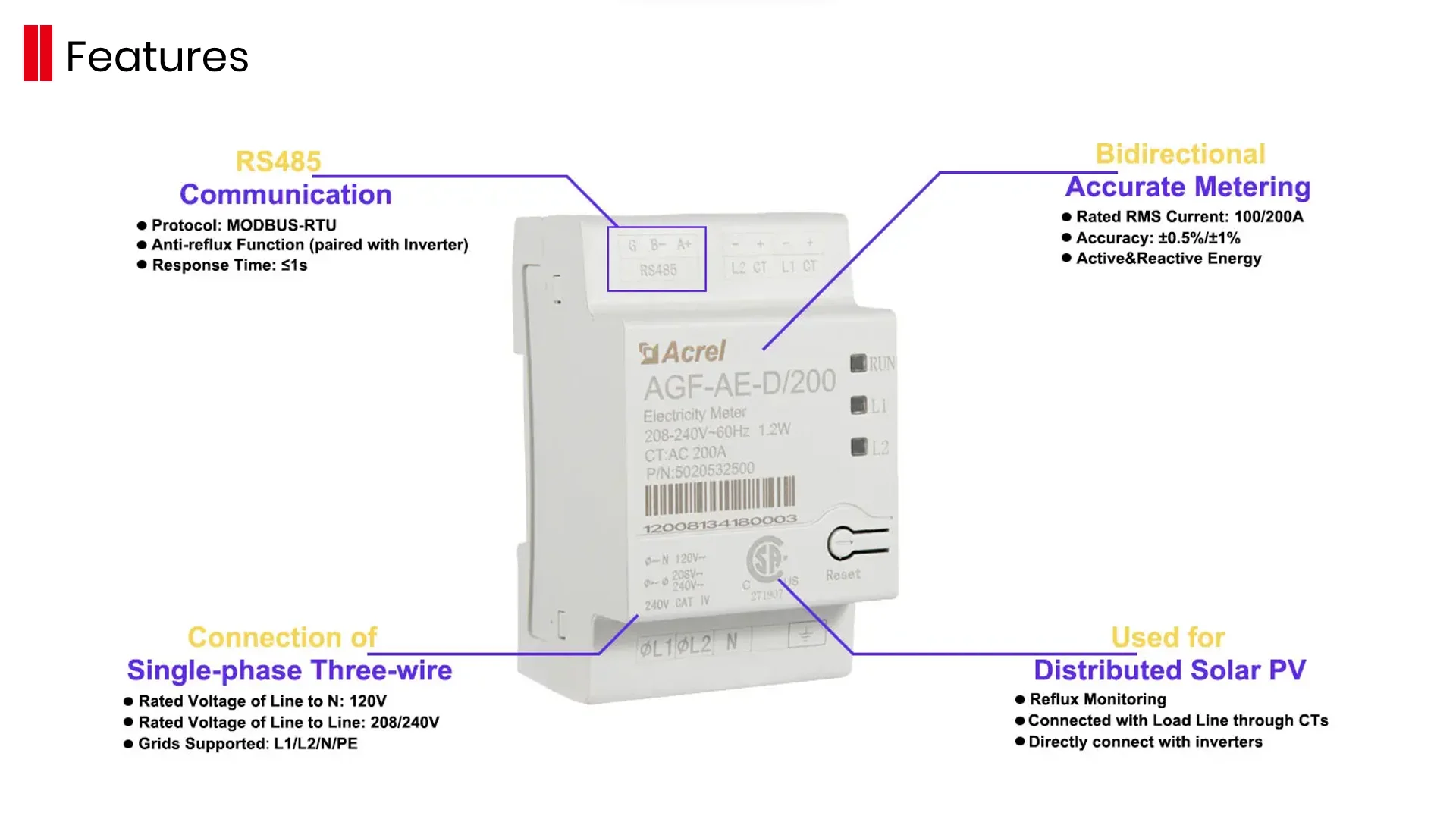 Bidirectional Active & Reactive Energy Metering Power Meter for Solar ...