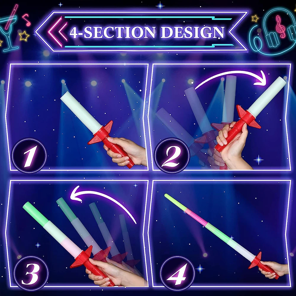 27" Extension-type Multicolor Led Light Glow Sword Telescopic Plastic ...