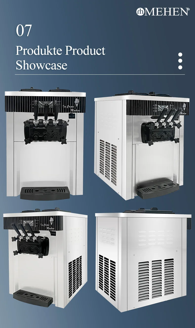 Mehen Table Automatic 3 Flavors Ice Cream Cone Machine Soft Serve Ice ...