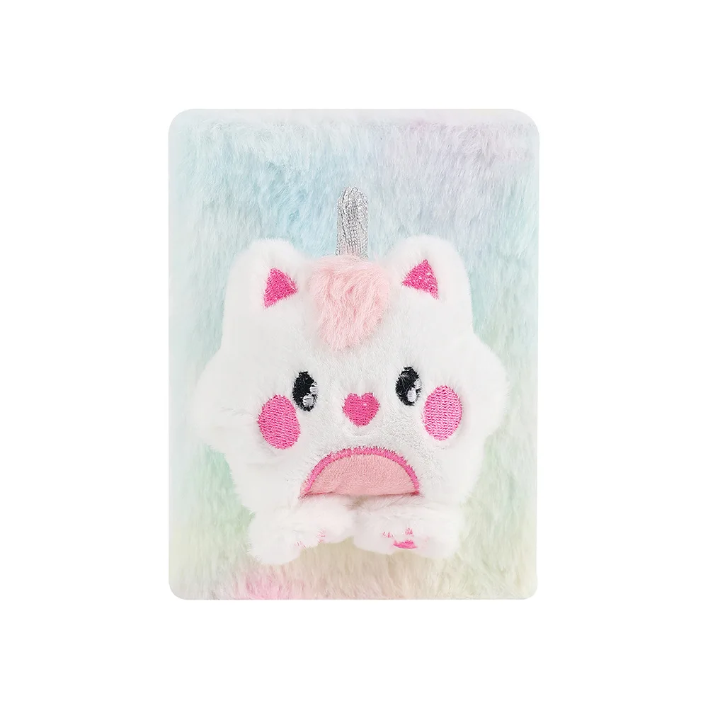 School Kids Fluffy Diary Cartoon Cute Mini Small Plush Notebook for Girls