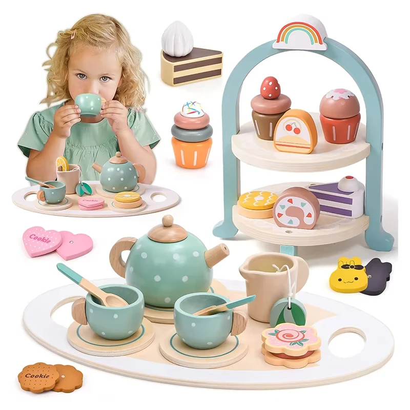 Wooden Pretend Play Kitchen - Educational Toy Sets for Kids
