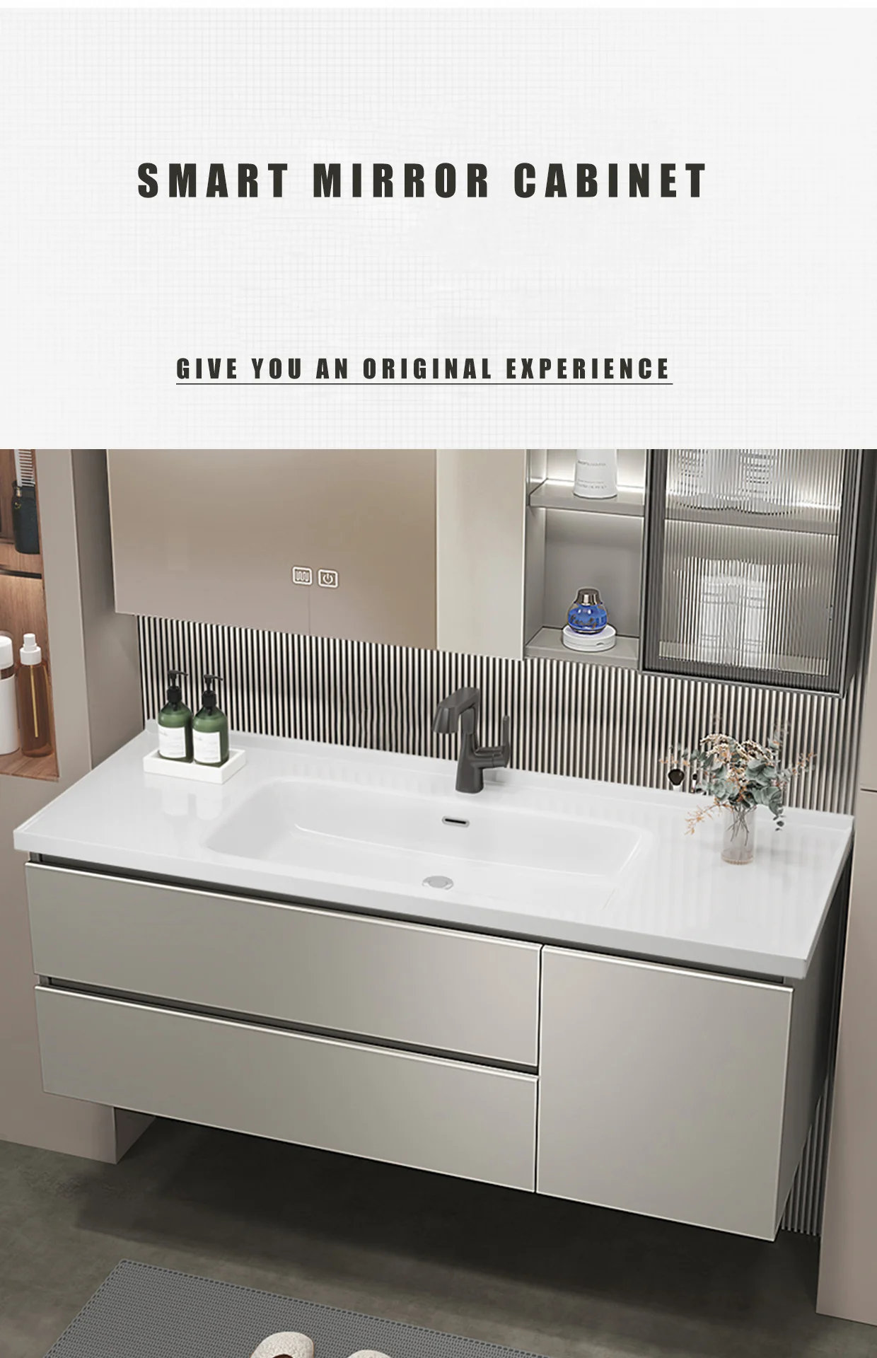 Modern Floating Bathroom Vanities With Sink And Mirrors Wood Bathroom ...