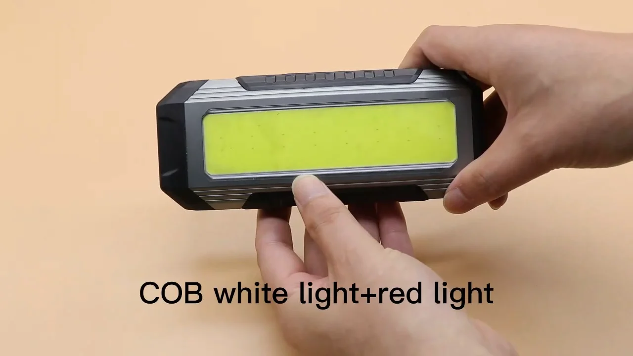 Portable Xpe+cob Led Built In 2 18650 Battery Work Lamp With Hook And ...