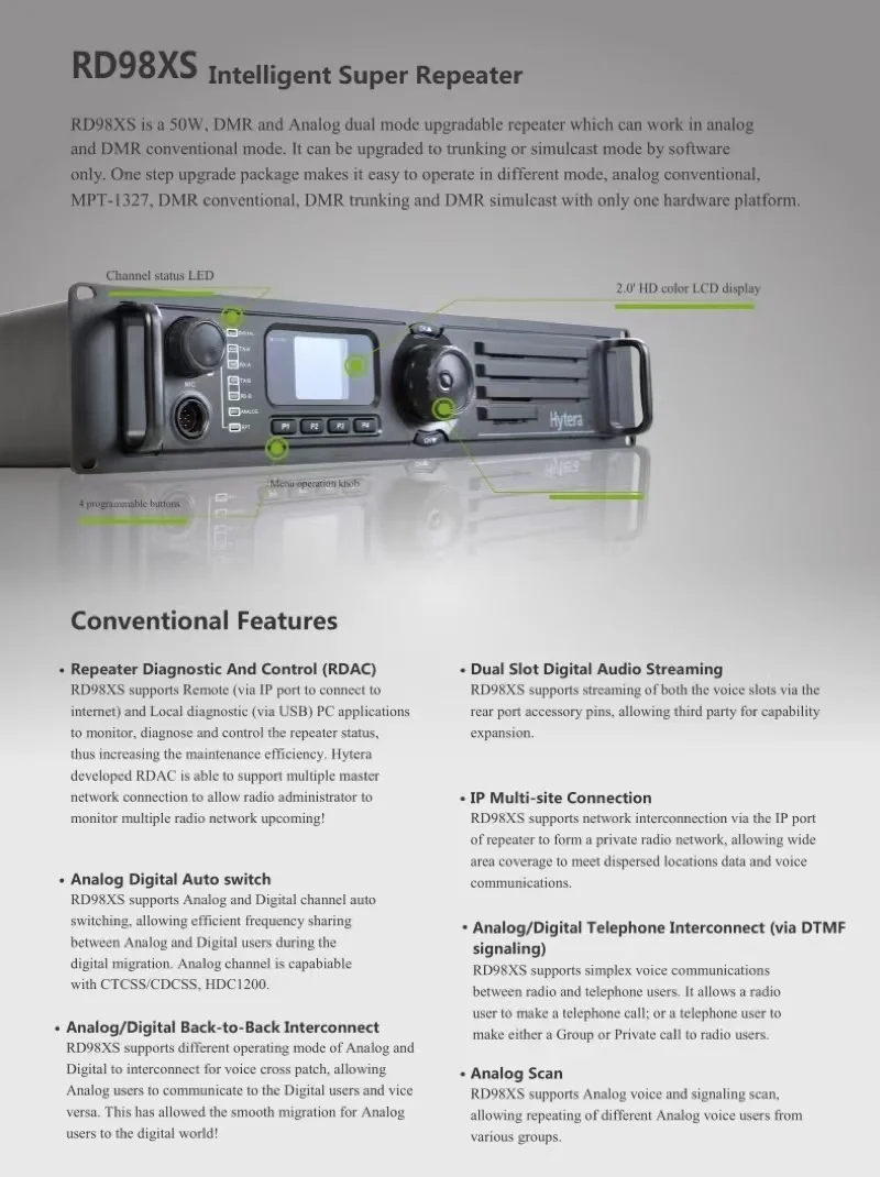 Hytera Rd98xs Ham Radio Two Way Radio Uhf Vhf Dmr Repeater Walkie ...