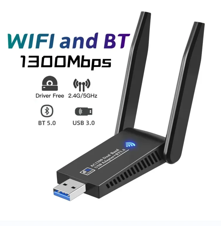 Hg 1300mbps Wireless Network Adapter Dual Band 5ghz/2.4ghz Wifi Dongle ...