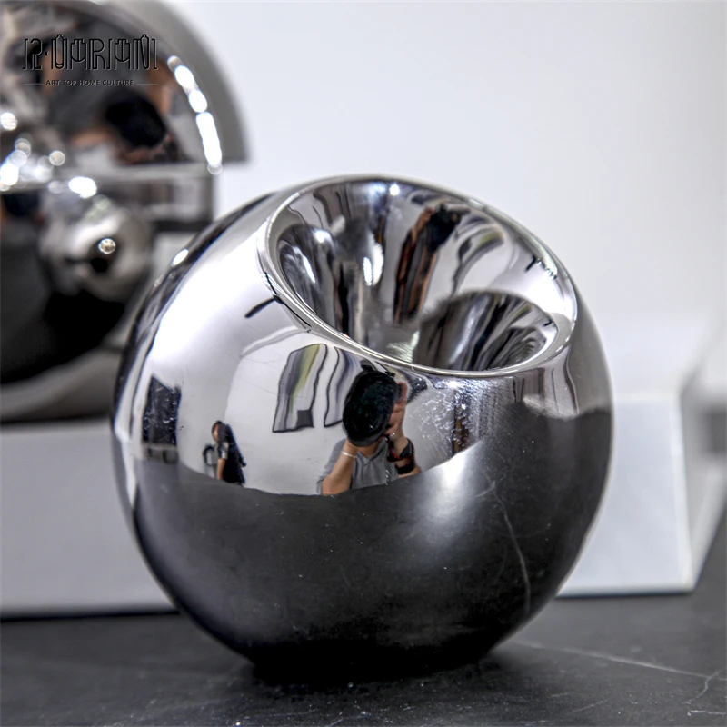 Modern Silver Plating Ball Ceramic Sphere Ornaments Nordic Other Home ...