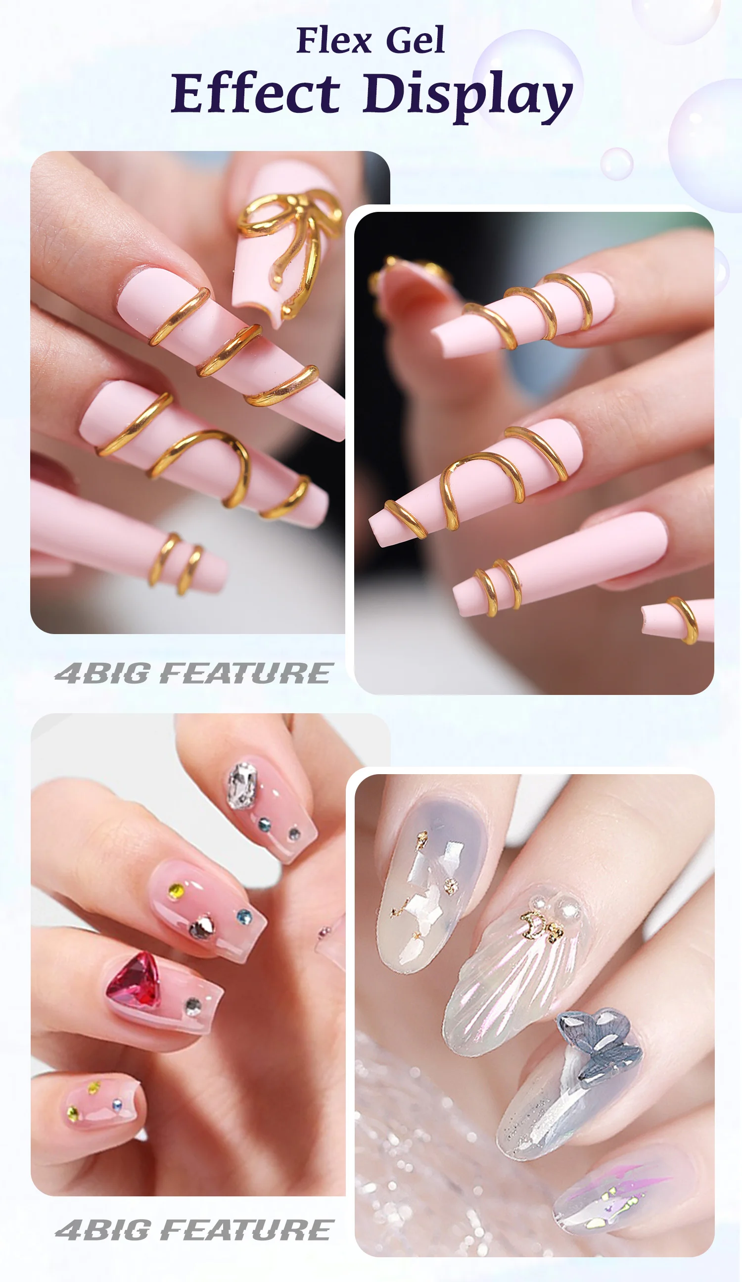 Unigel Upgraded Original Design Factory Price Nail Salon Private Label Nail Tips Flex Gel for ...