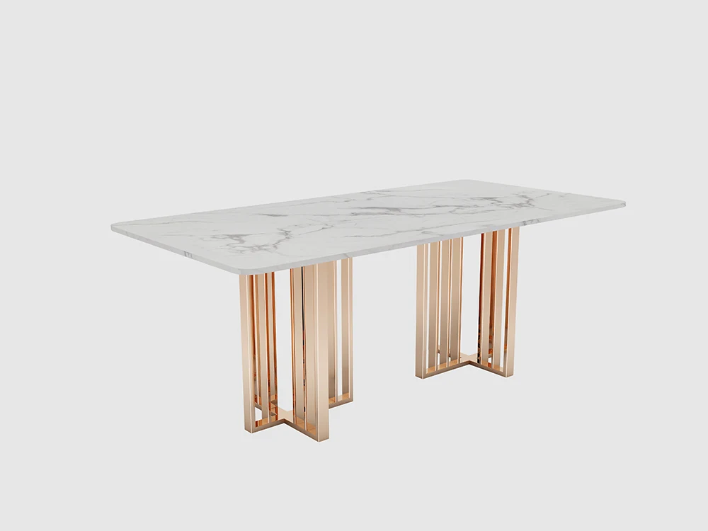 Modern Style Gold Dining Table With Chair Metal Base Stainless Steel ...