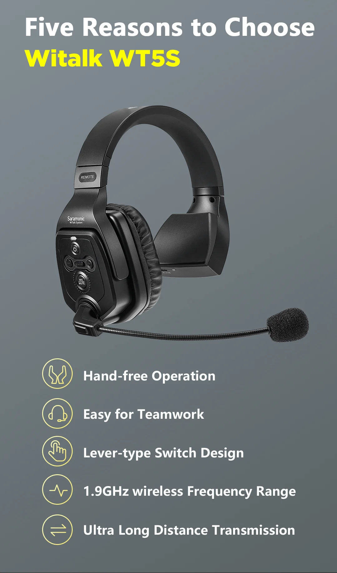 Saramonic WiTalk WT9S 1312ft Event Portable Wireless Intercom Headset ...