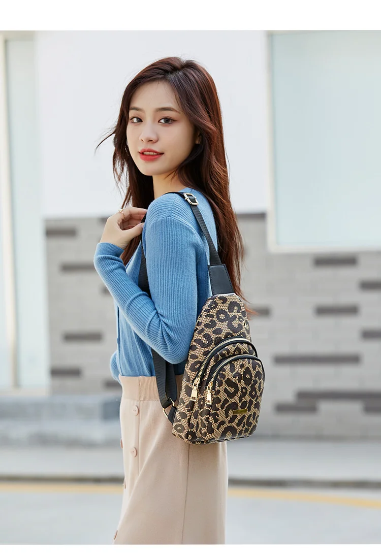 Woman Chest Bag Fashion Leopard Print Chest Waist Single Shoulder Bag ...