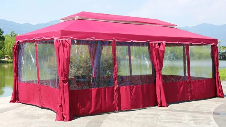 Burgundy Grill Bbq Retractable Popup Canopy With Mosquito Net Party ...