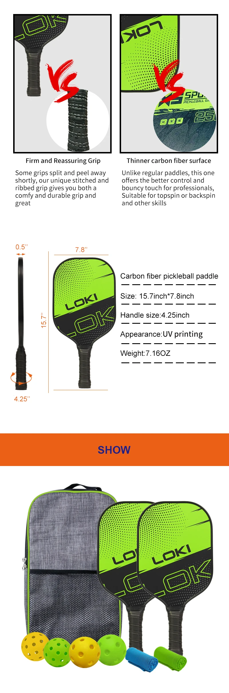 Custom Pickle Ball Paddles Carbon Fiber Loki Professional Level ...