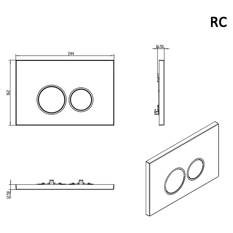 Flush Button Wall Hung Wc Toilet Concealed Cistern Flush Tank Press ...