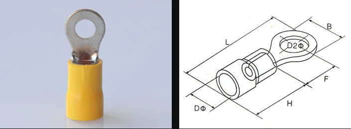 Rv Series Pvc Tinned Cable Lug Insulated Crimp Insulated Ring Terminal ...