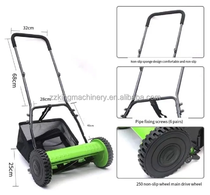 2 Wheels Hand Push Lawn Reel Mower / Motorless Manual Held Mower - Buy ...