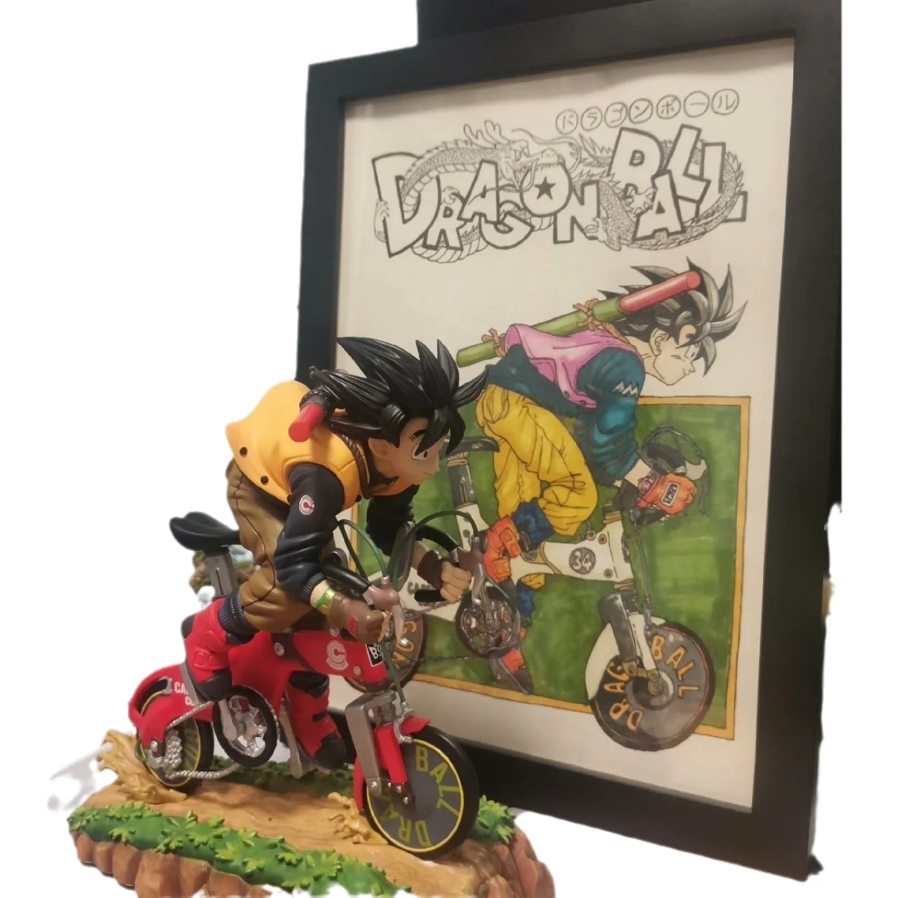 Wholesale anime cartoon pvc toy goku with riding the bicycle figure for ...