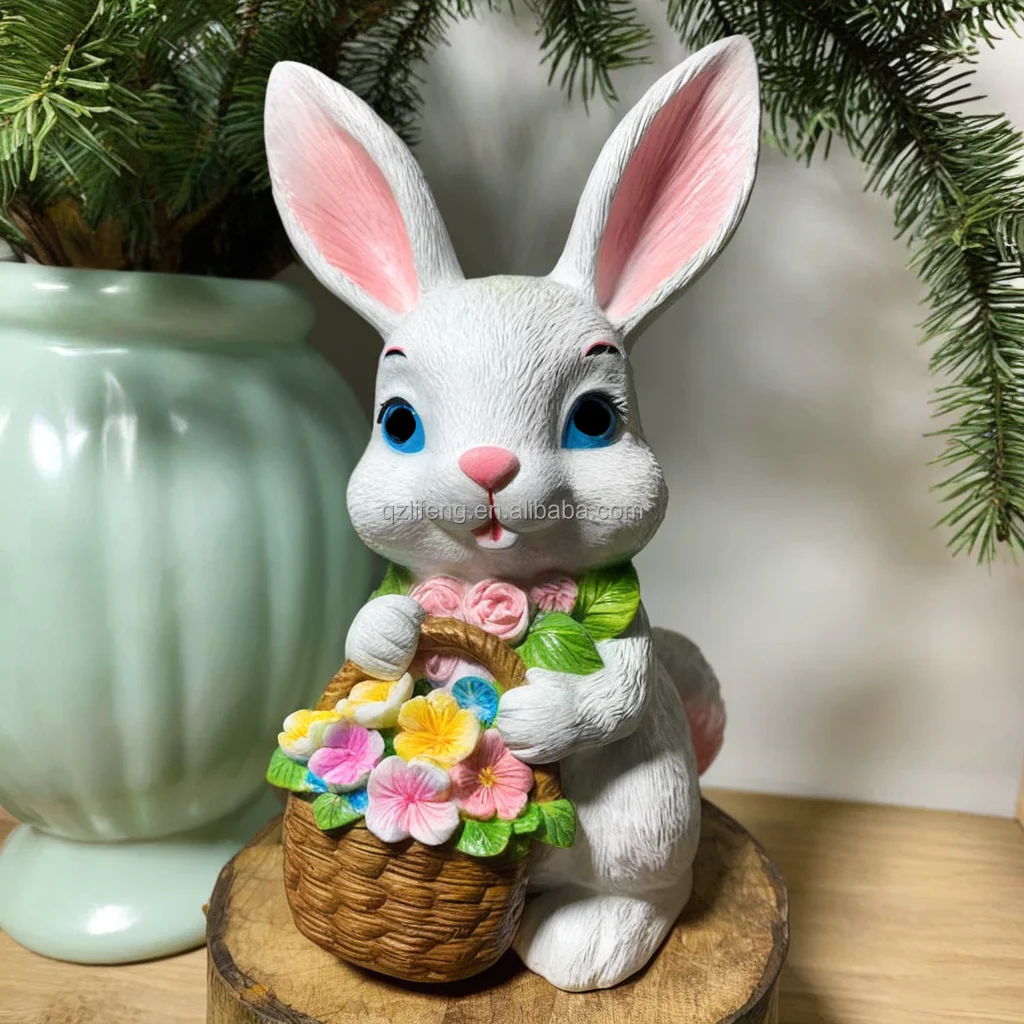 Outdoor Garden Yard Decor Resin Rabbit Family Statue Hand Painted Bunny ...