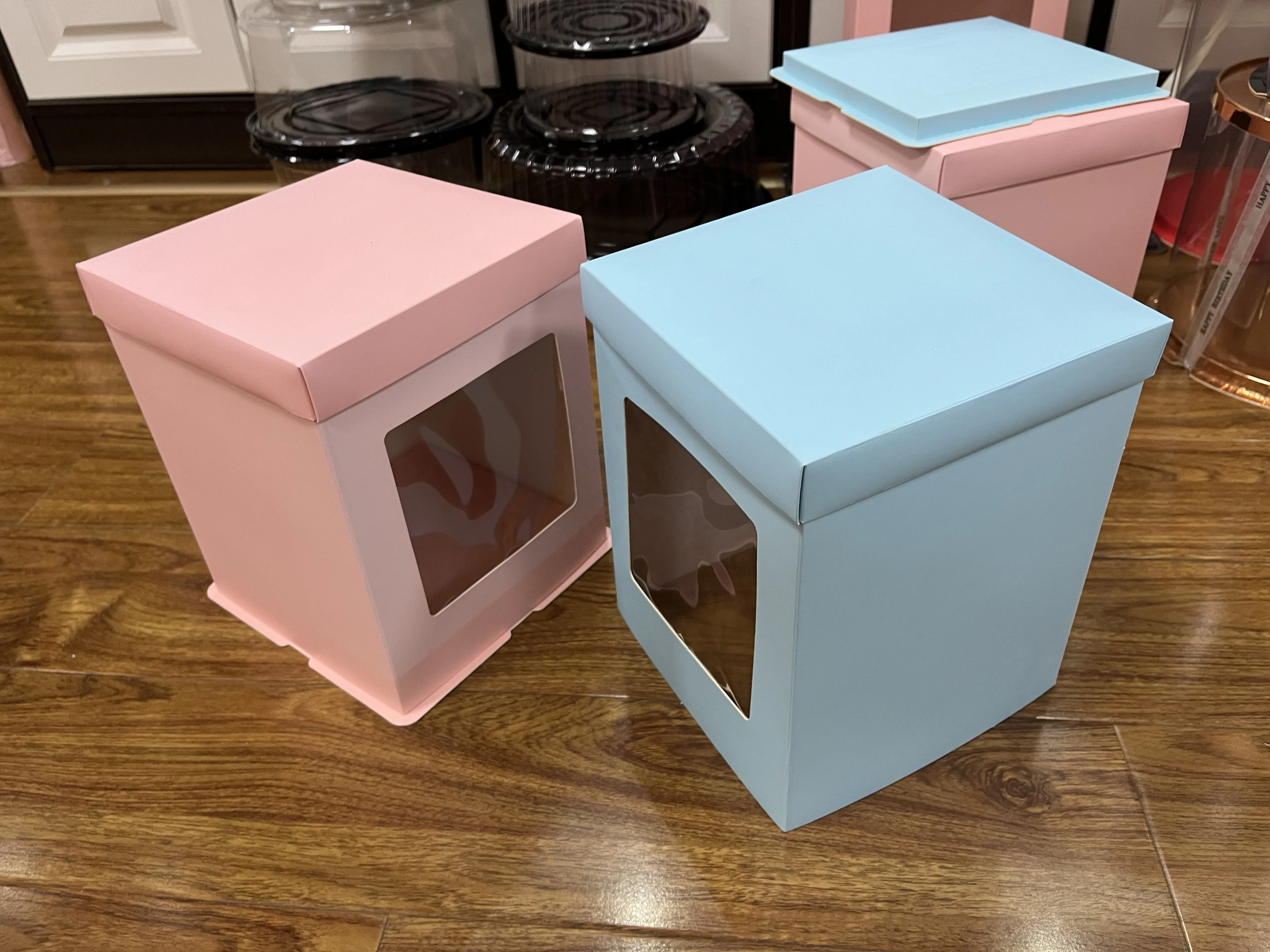 China Manufacturer 3pcs Tall Large Cake Box In Bulk With Separate Clear ...