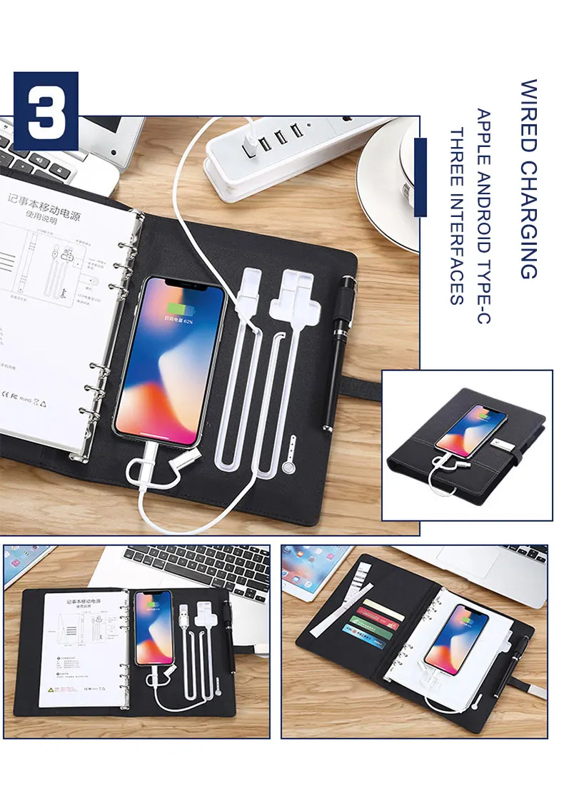 Custom Hardcover A5 Wireless Charger - Smart Leatherette