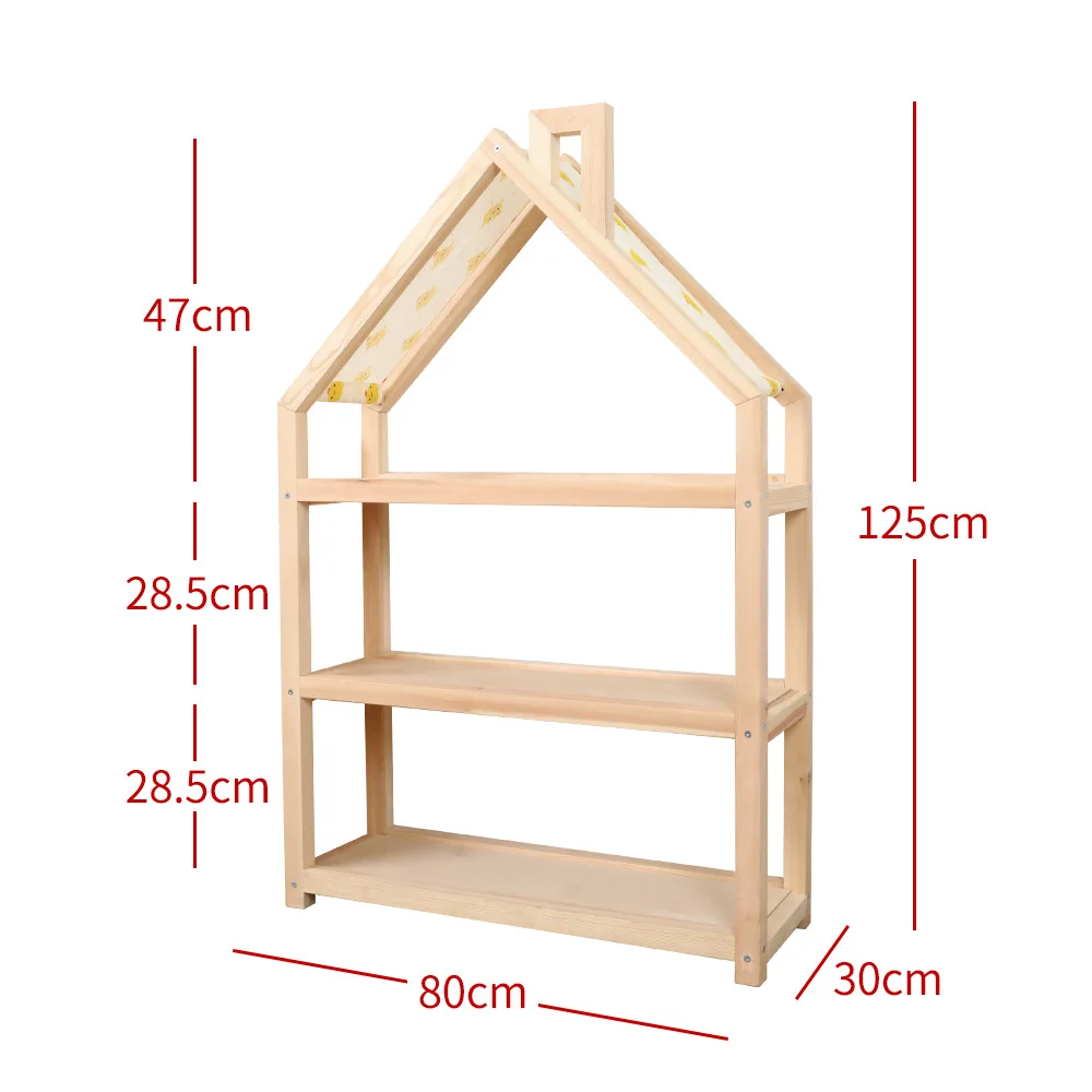 Kids Bedroom Wooden House Shaped Shelf - Montessori Toy Storage